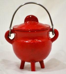 Cast Iron Cauldron With Lid Red – Just Witchy's