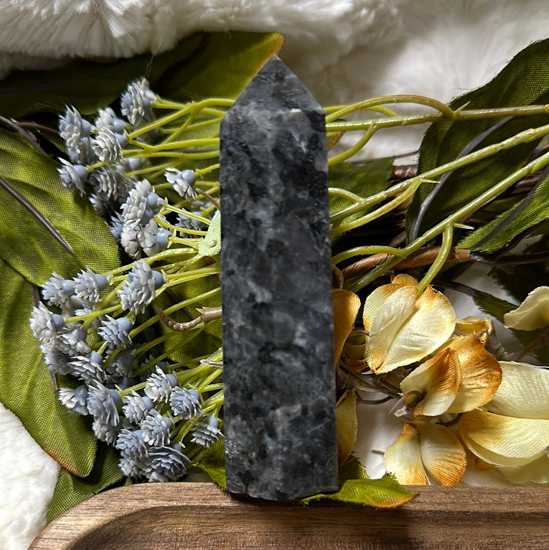 Larvikite Obelisk AKA Black Rainbow Moonstone – Just Witchy's