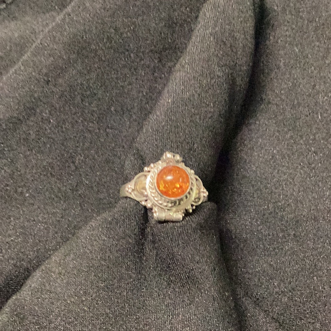 Poison Ring Small Round Smooth Amber – Just Witchy's